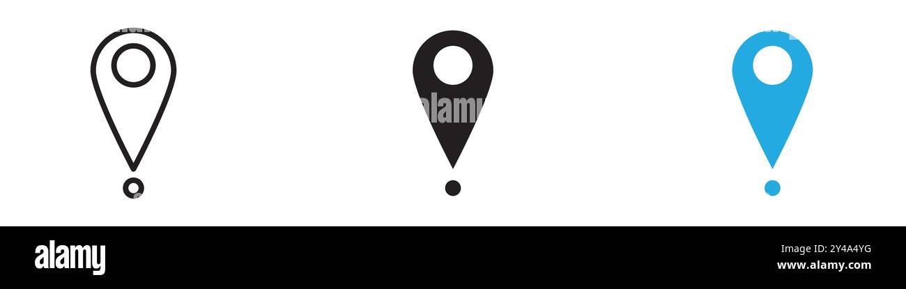 Map pin icon vector line logo mark or symbol set collection outline ...