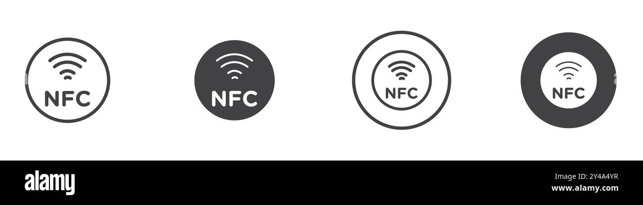 NFC icon vector line logo mark or symbol set collection outline style ...