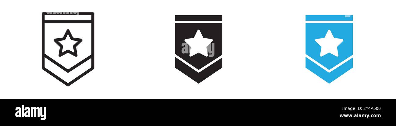 Military rank badge icon vector line logo mark or symbol set collection ...