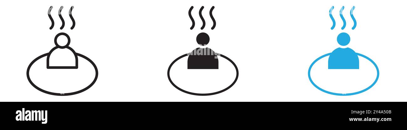 Onsen icon vector line logo mark or symbol set collection outline style ...