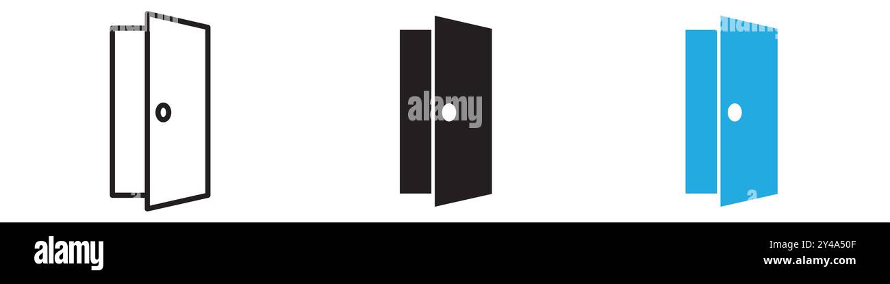 Open door icon vector line logo mark or symbol set collection outline ...