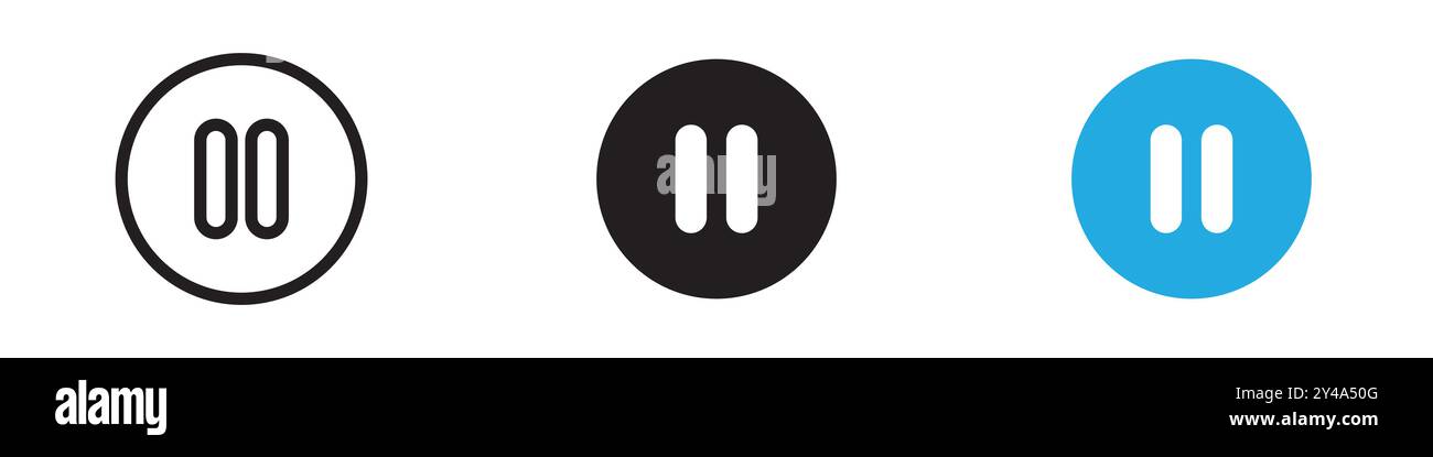 Pause icon vector line logo mark or symbol set collection outline style ...