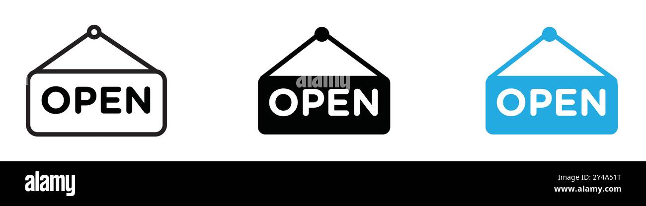 Open sign vector line logo mark or symbol set collection outline style ...
