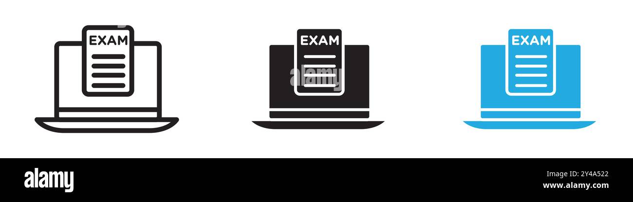 Online exam test icon vector line logo mark or symbol set collection ...