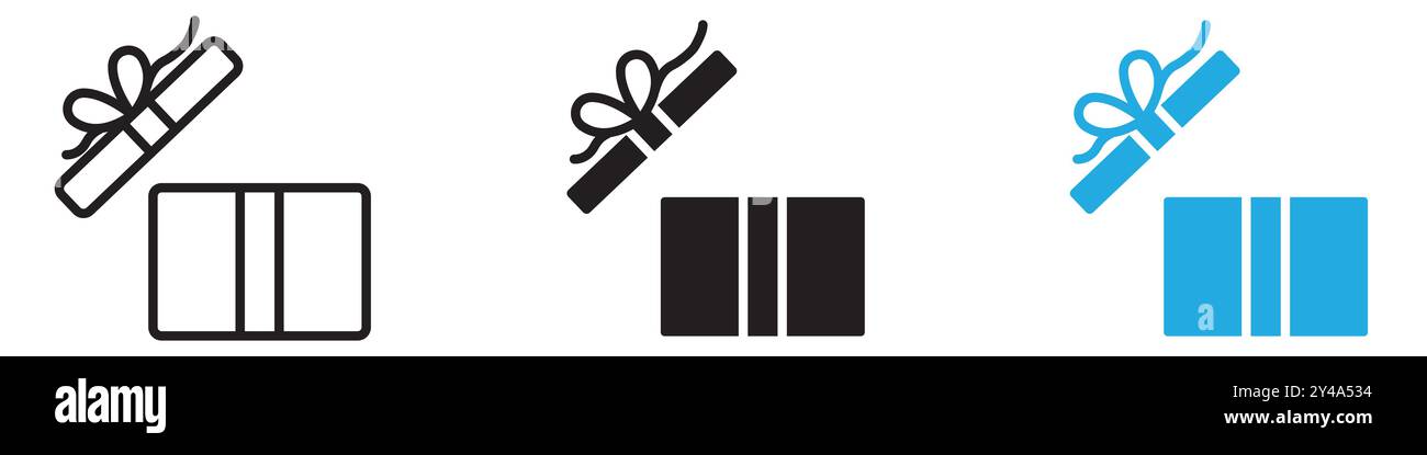 Open gift box icon vector line logo mark or symbol set collection ...