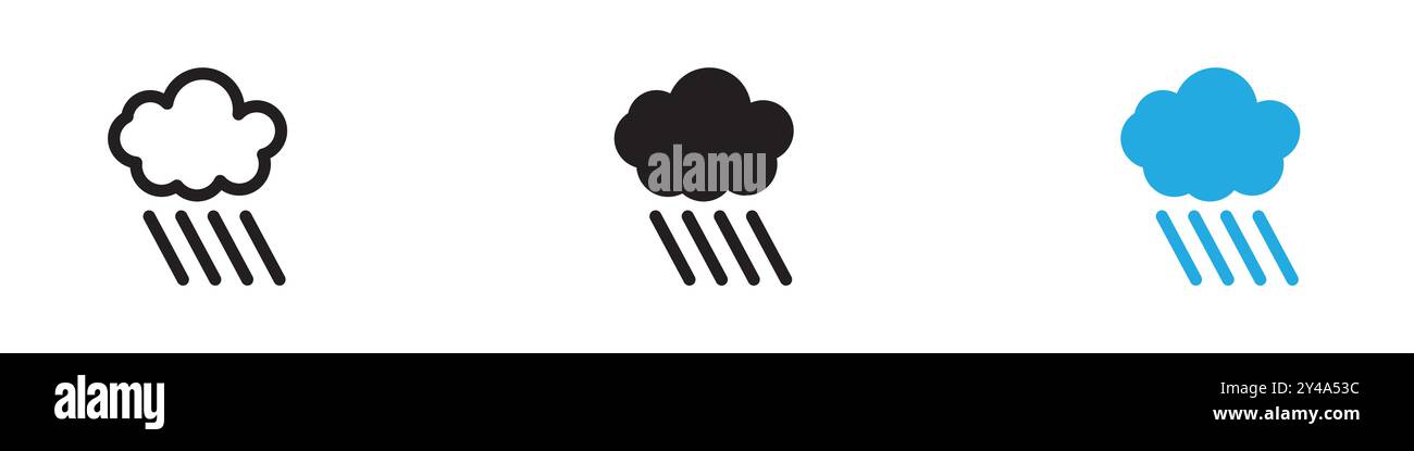 Rain icon vector line logo mark or symbol set collection outline style ...
