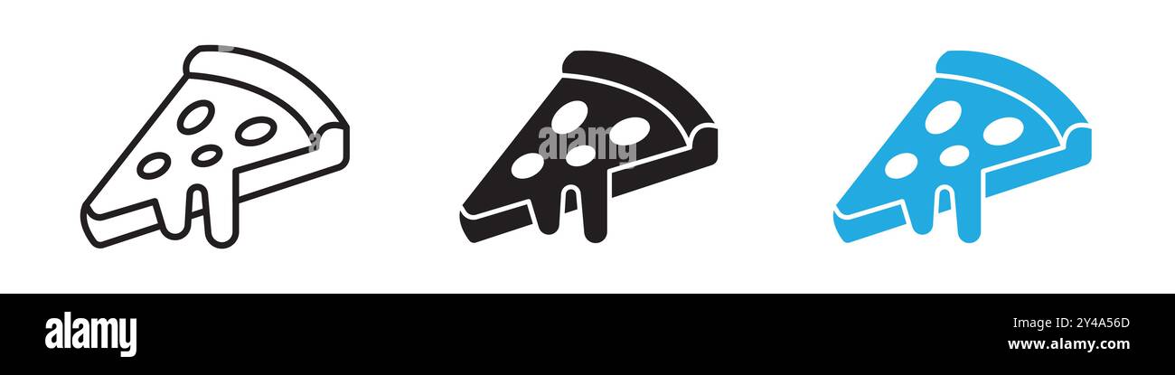 Pizza slice icon vector line logo mark or symbol set collection outline ...