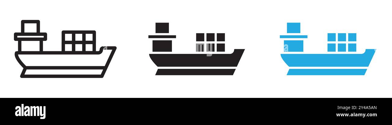 Ship icon vector line logo mark or symbol set collection outline style ...