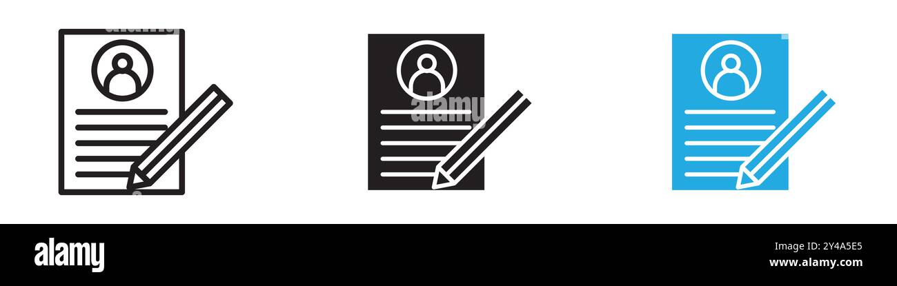 Resume icon vector line logo mark or symbol set collection outline ...