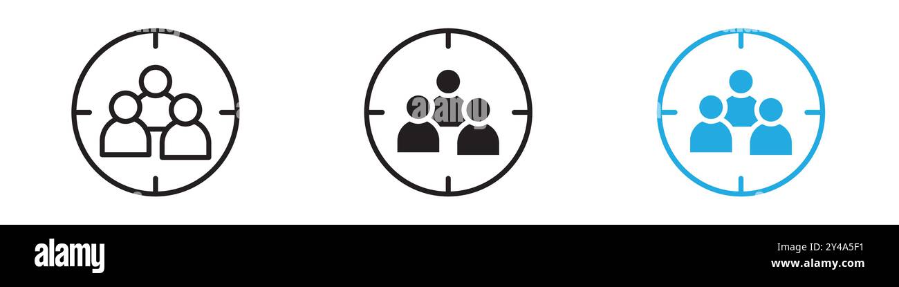 Target audience icon vector line logo mark or symbol set collection ...