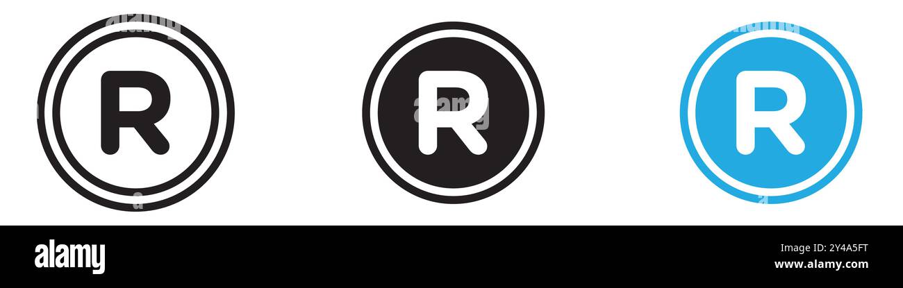 Registered trademark symbol vector line logo mark or symbol set ...