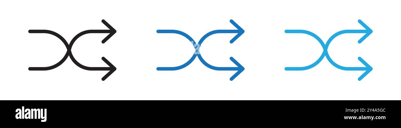 Shuffle icon vector line logo mark or symbol set collection outline ...
