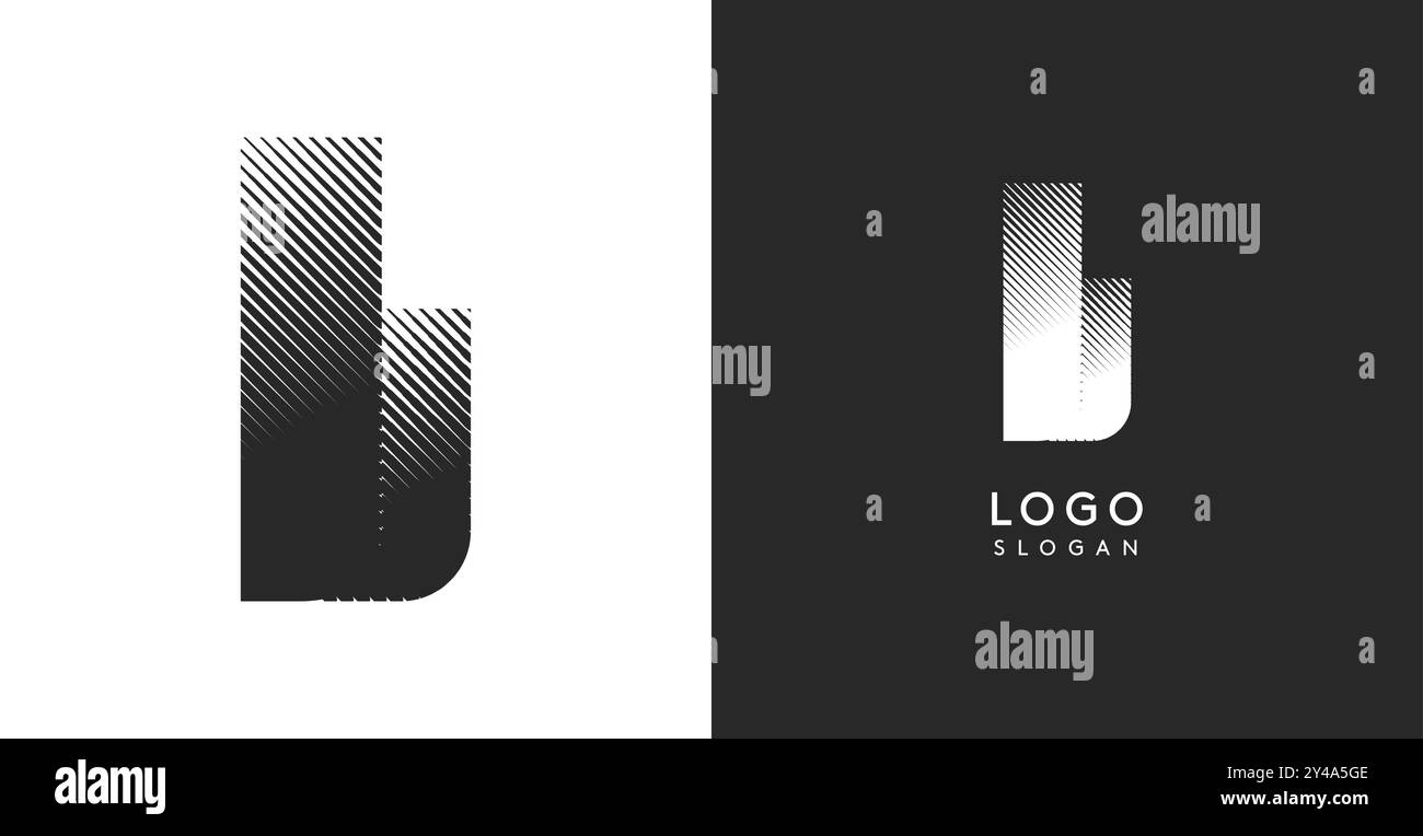 L vector letter. Sharp contrast monogram strike diagonal hatching for ...