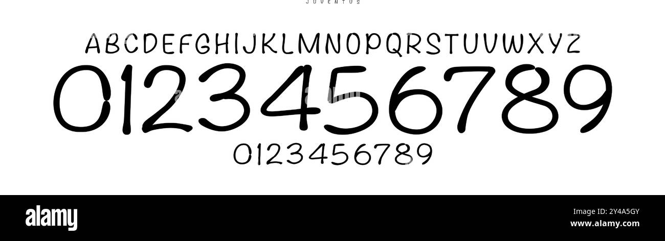 Playful handwritten sans serif font, quirky casual numbers and letters ...