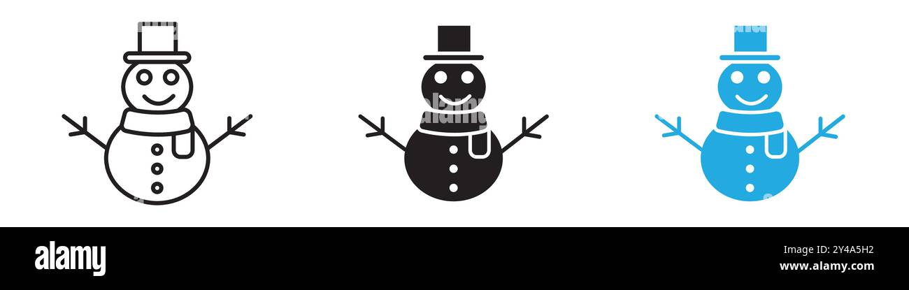 Snowman icon vector line logo mark or symbol set collection outline ...