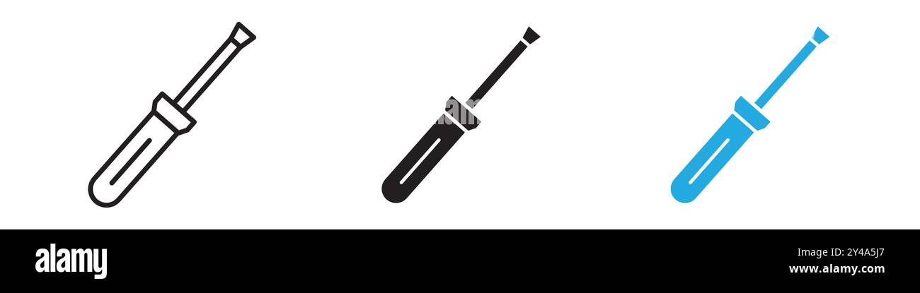 Screwdriver icon vector line logo mark or symbol set collection outline ...