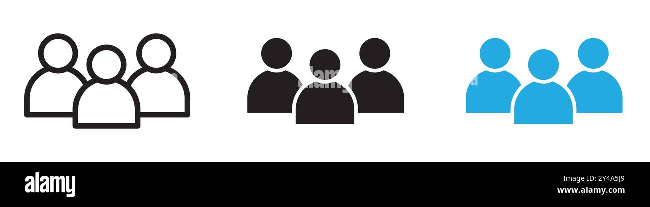 Team icon vector line logo mark or symbol set collection outline style ...