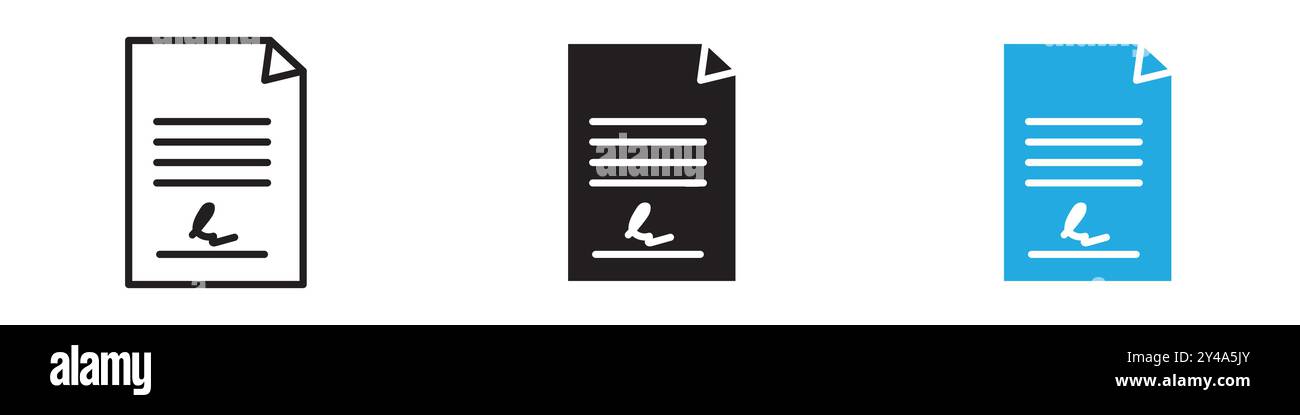 Signed document icon vector line logo mark or symbol set collection ...