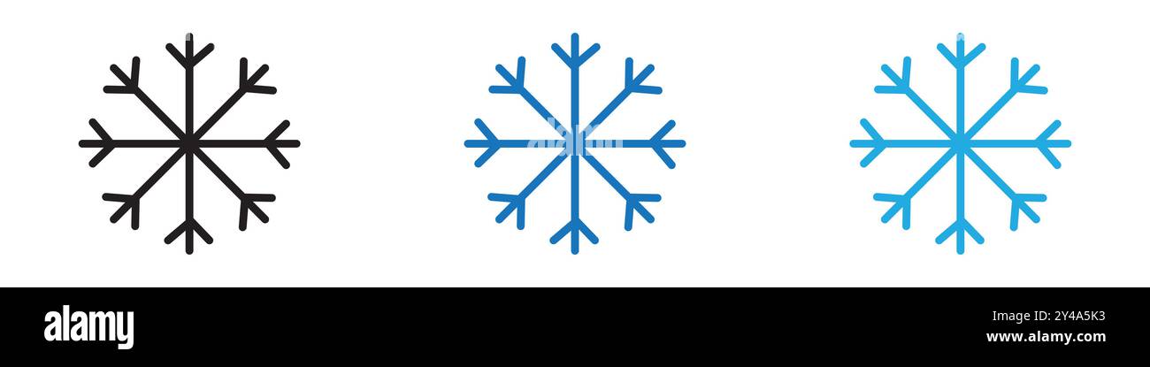 Snowflake icon vector line logo mark or symbol set collection outline ...