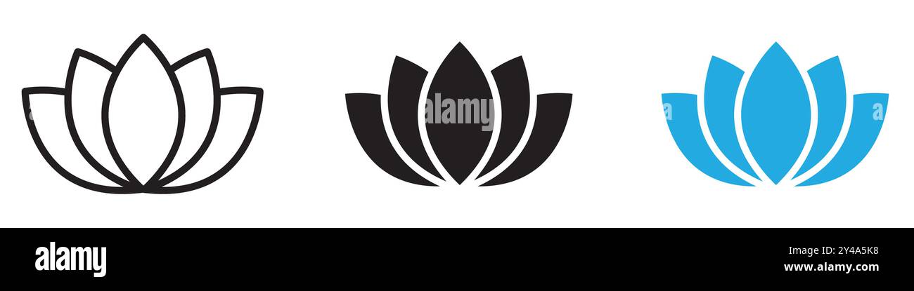 Water lily icon vector line logo mark or symbol set collection outline ...