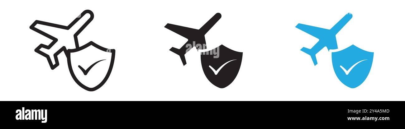 Travel insurance icon vector line logo mark or symbol set collection ...