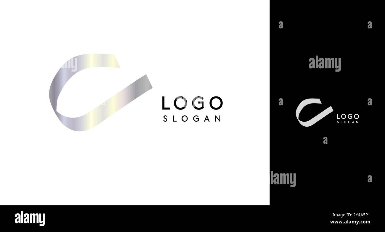 Shiny chromatic letter C, metallic monogram with shiny chrome ...