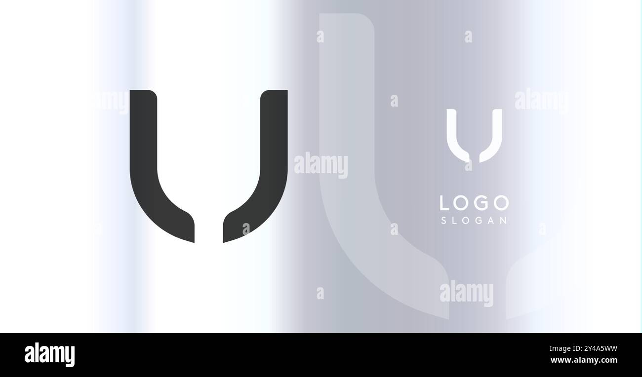 Bold futuristic logo monogram, sleek minimalistic letter U for ...
