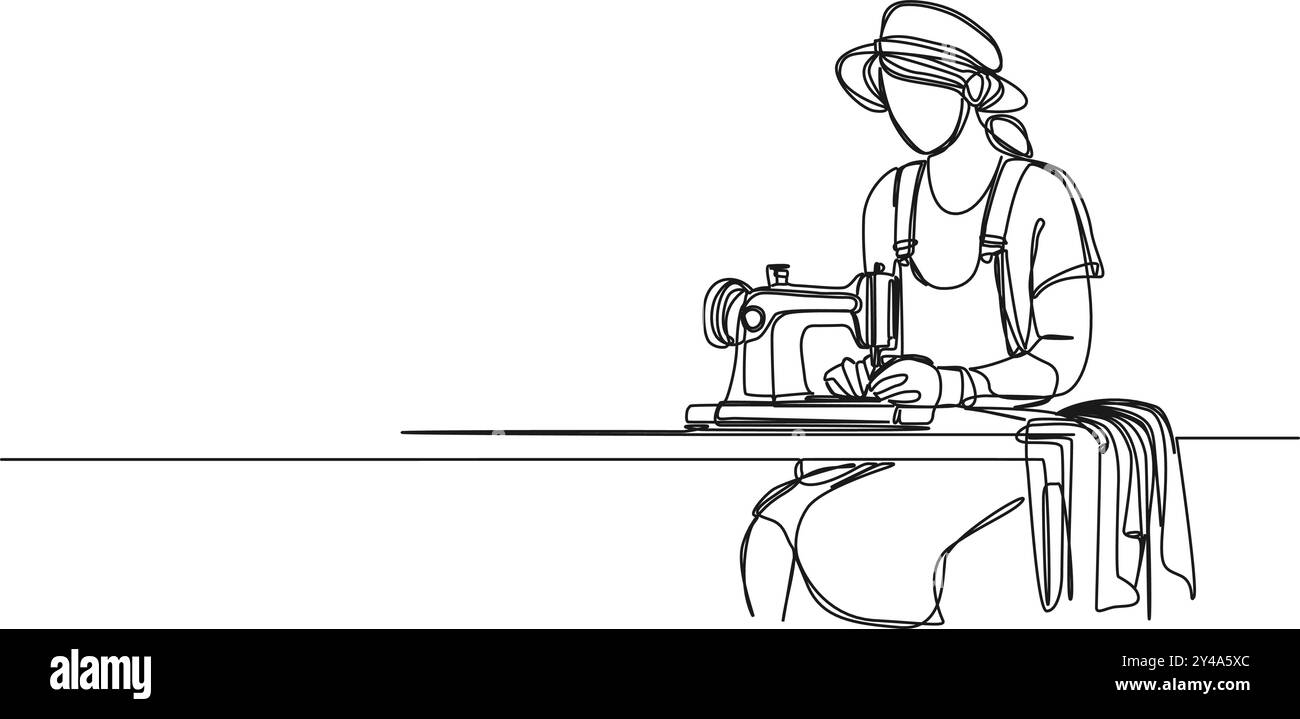 Illustration of sewing machine Black and White Stock Photos & Images ...