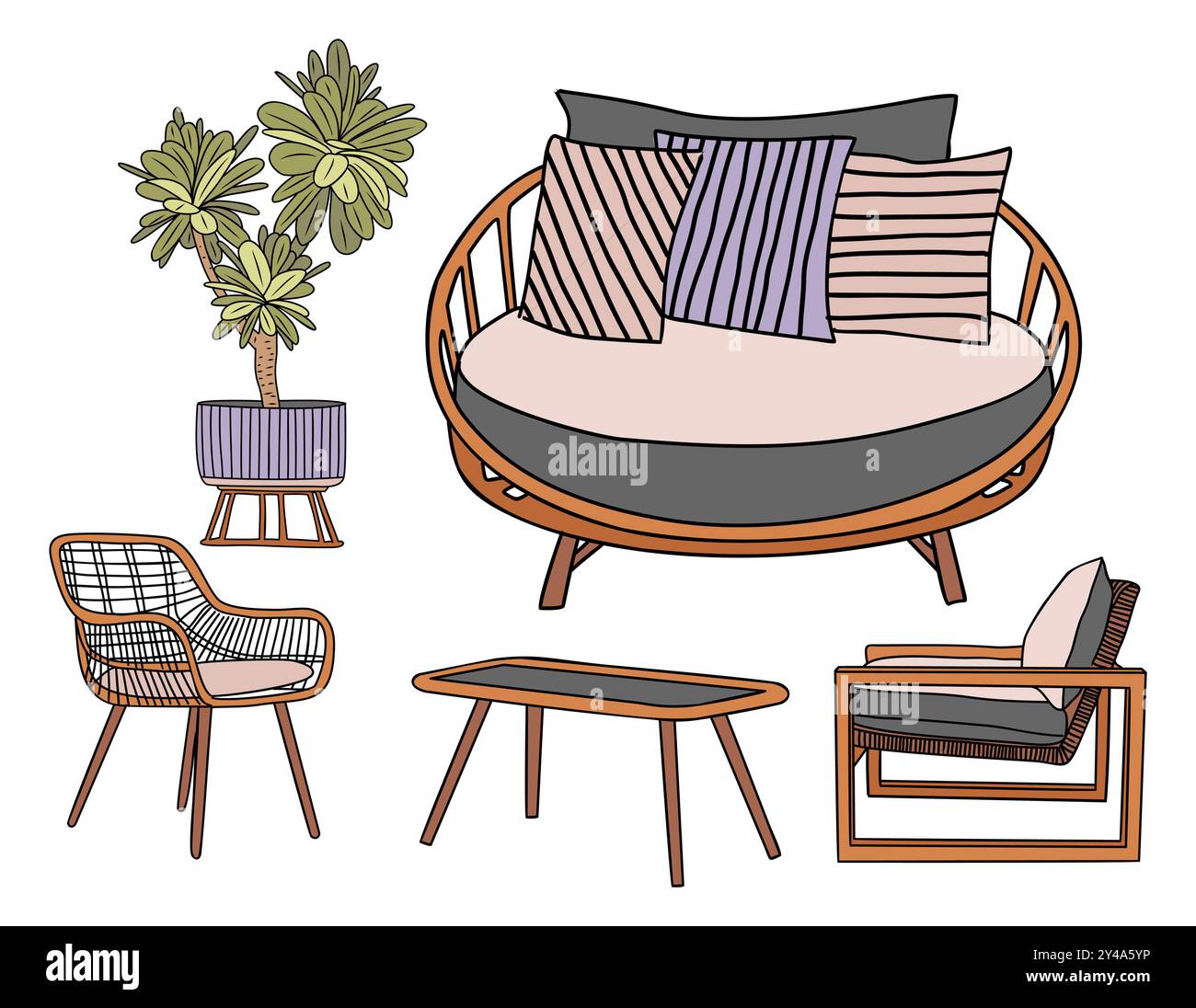 Cafe interior design elements Stock Vector Images - Alamy