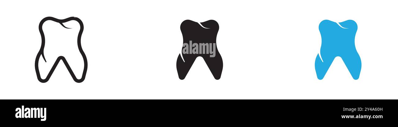 Tooth icon vector line logo mark or symbol set collection outline style ...