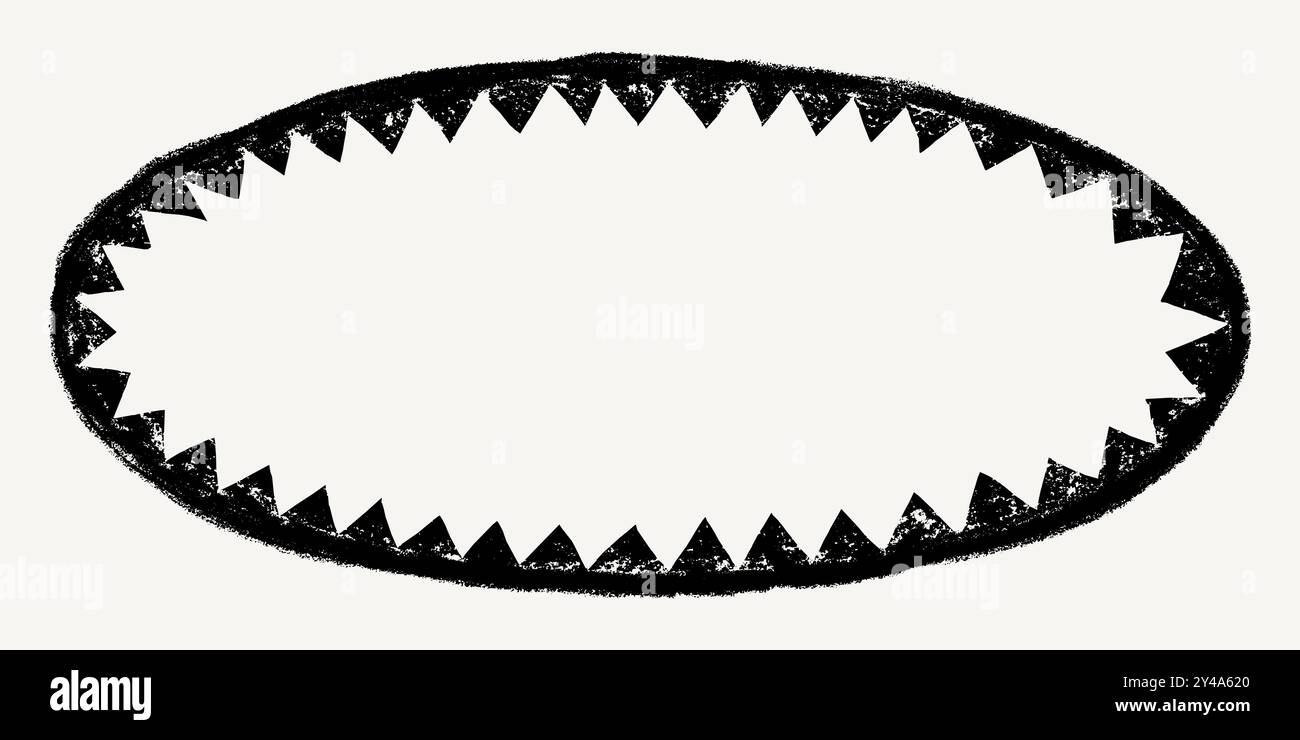 Grunge style oval frame with ripped border. Round shape with zigzag torn edges. vector collage ...