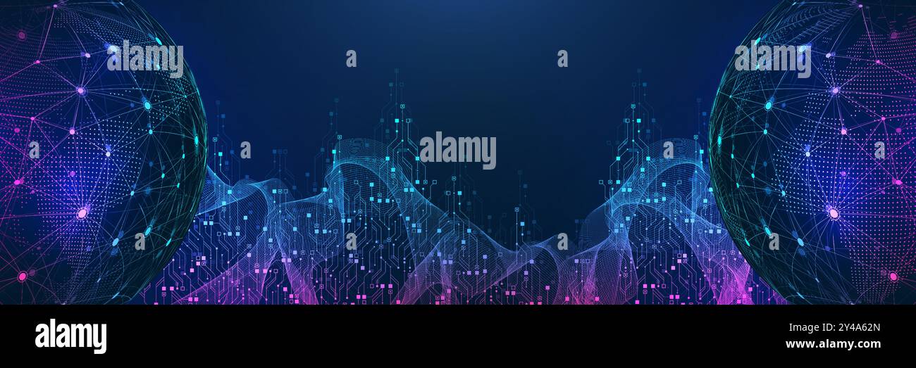 Digital technology abstract background with AI circuit board texture ...