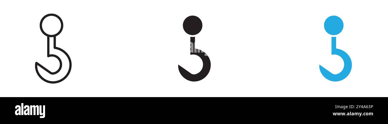 Winch hook icon vector line logo mark or symbol set collection outline ...