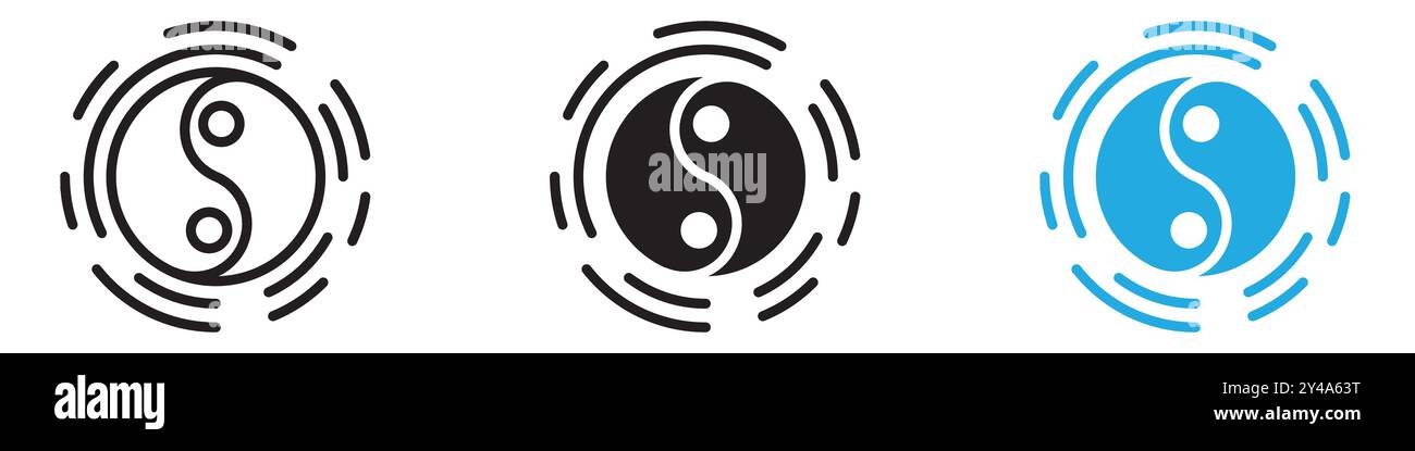 Yin yang icon vector line logo mark or symbol set collection outline ...