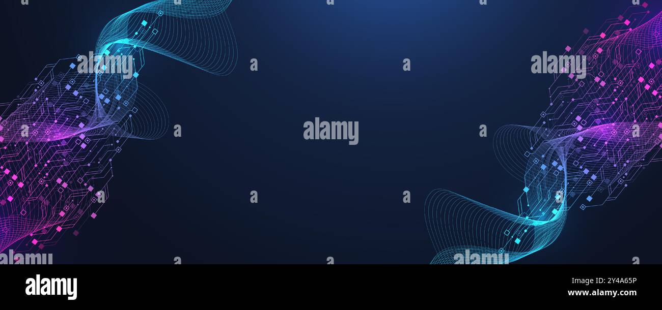 Digital technology abstract background with AI circuit board texture ...