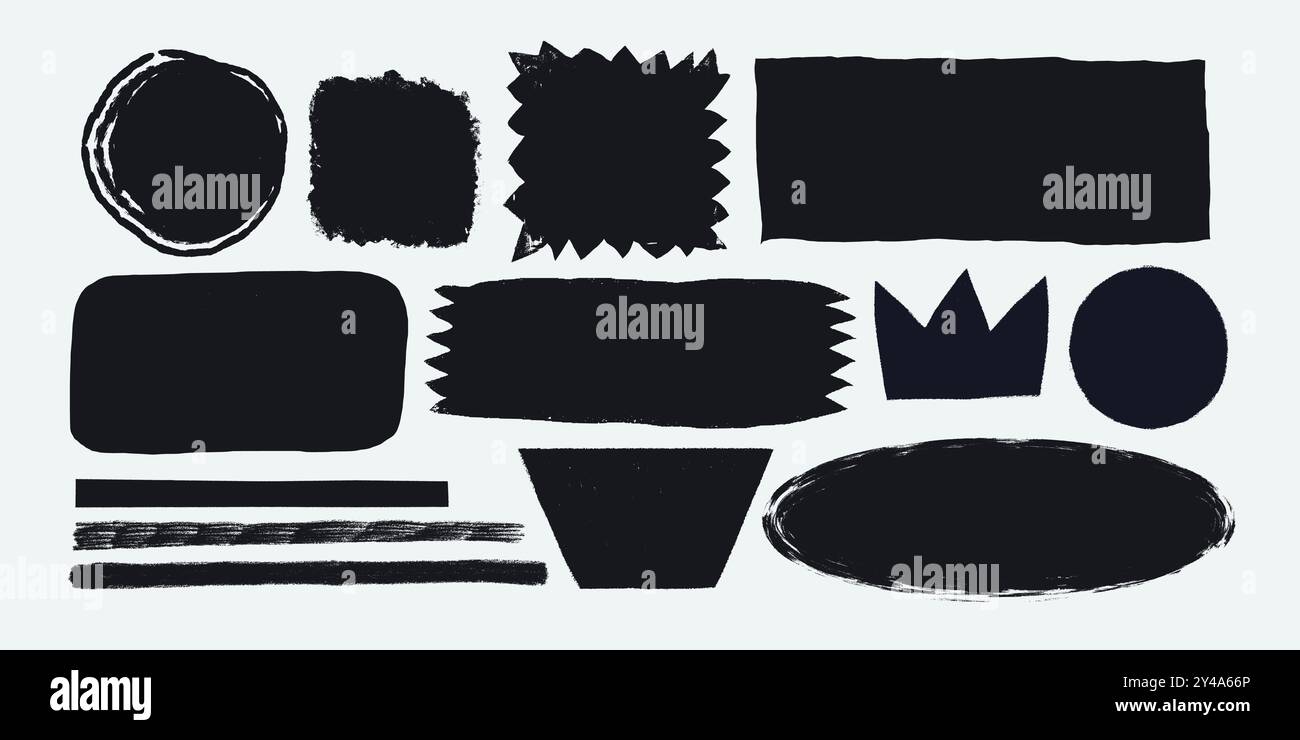 Plane shape with rough torn edges. Grunge style various figures with ...