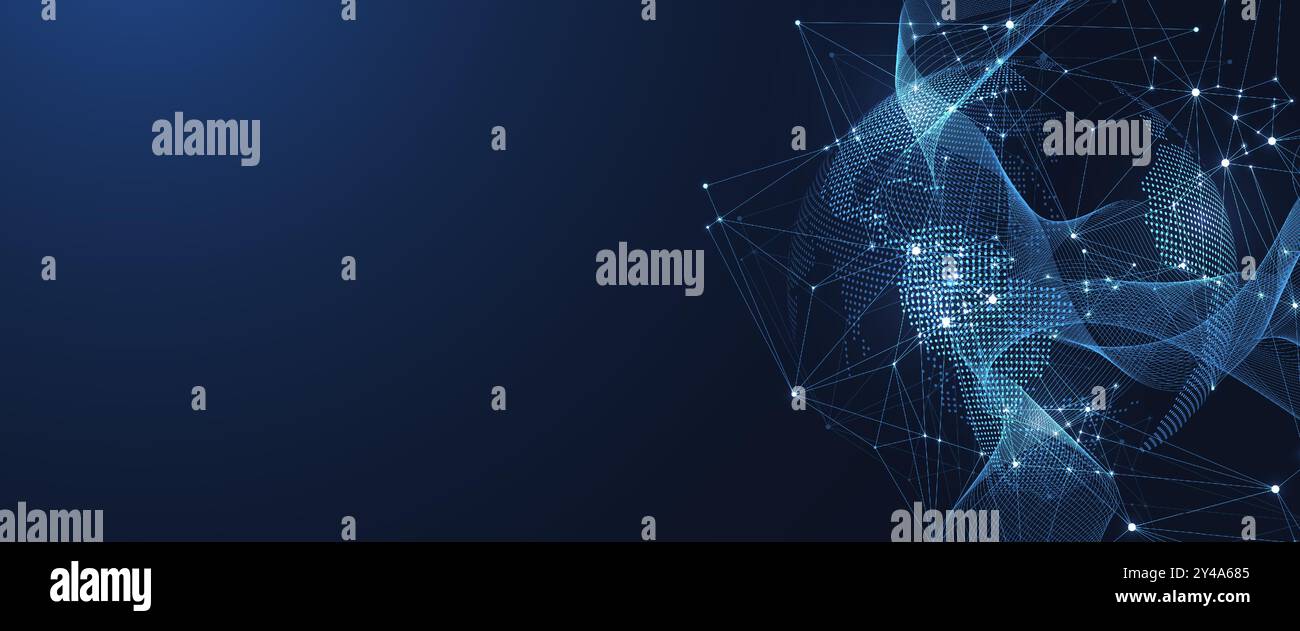 Global network connection concept. Big data visualization. Social ...