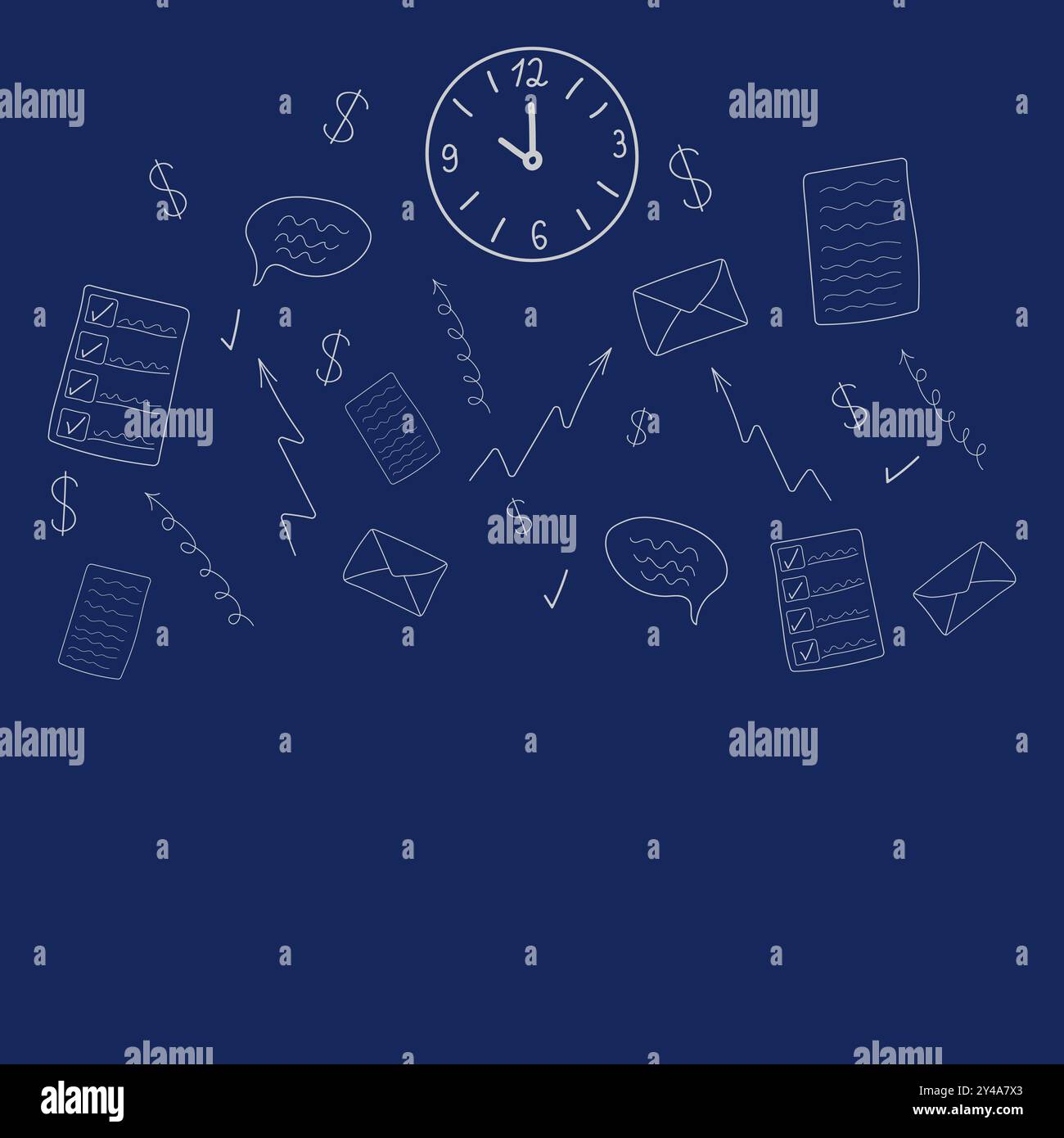 Time management, doodle illustration hand-drawn , with space for text ...