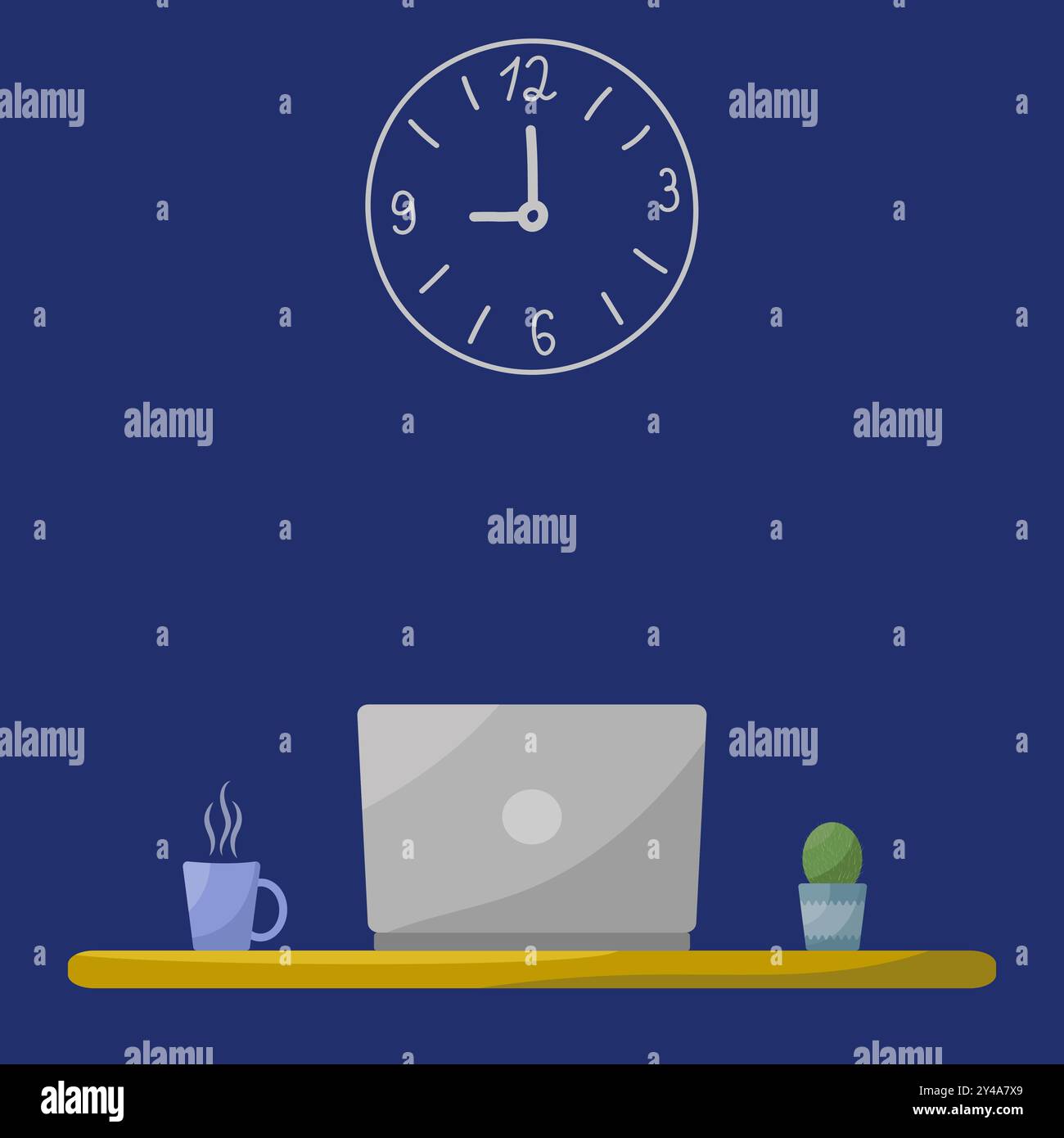 Workplace, time management, flat vector illustration Stock Vector Image ...