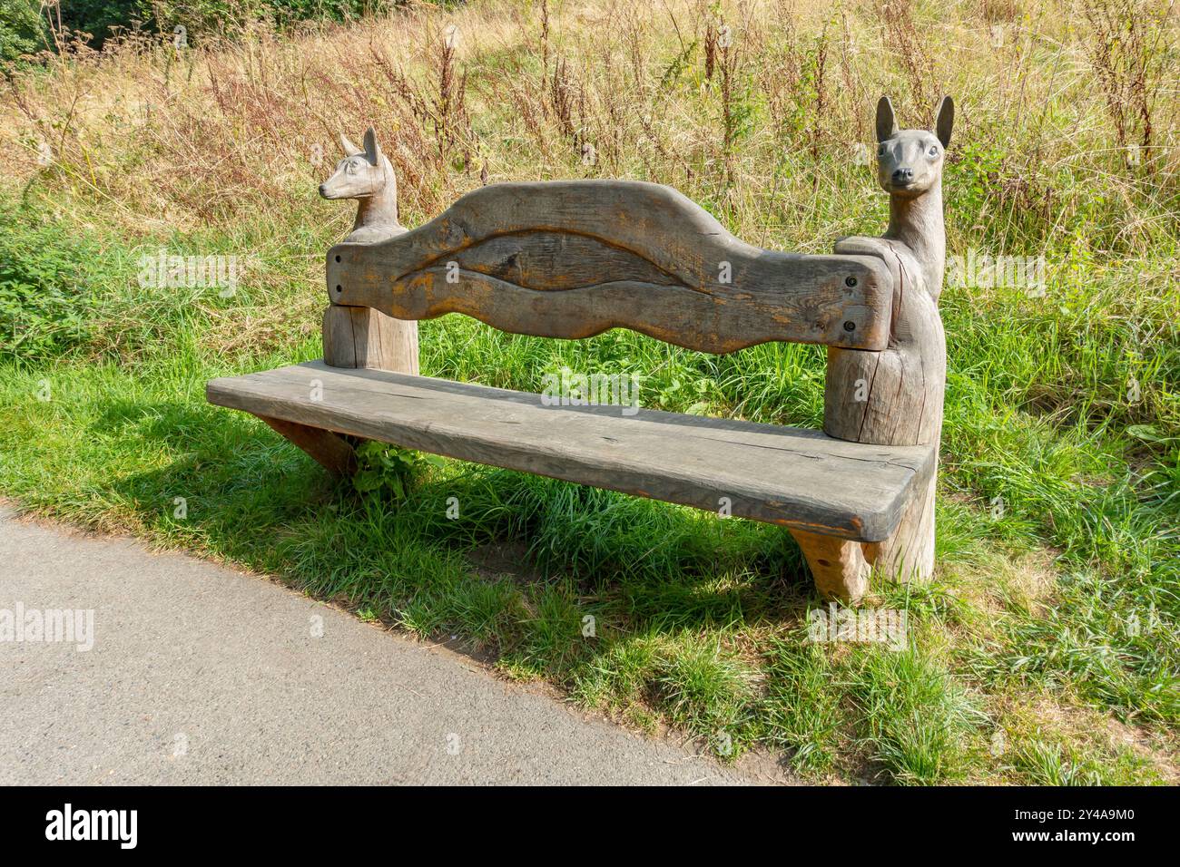 Park Bench,Deer,Carving,Brockhill,Country Park,Saltwood,Kent,England ...