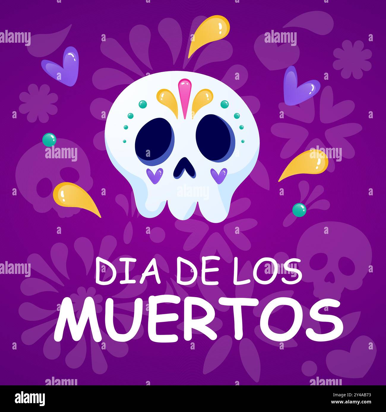 Postcard, banner for Day of the Dead los muertos. Sugar skull ...
