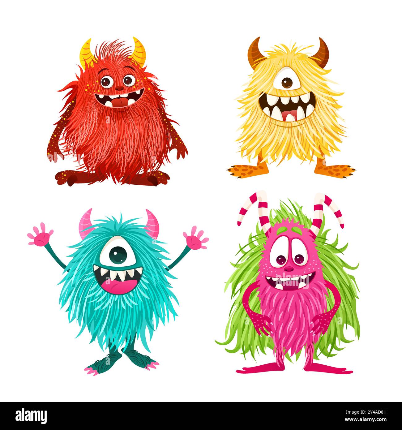 Set of isolated cute little monsters. Clip-arts Stock Vector Image ...