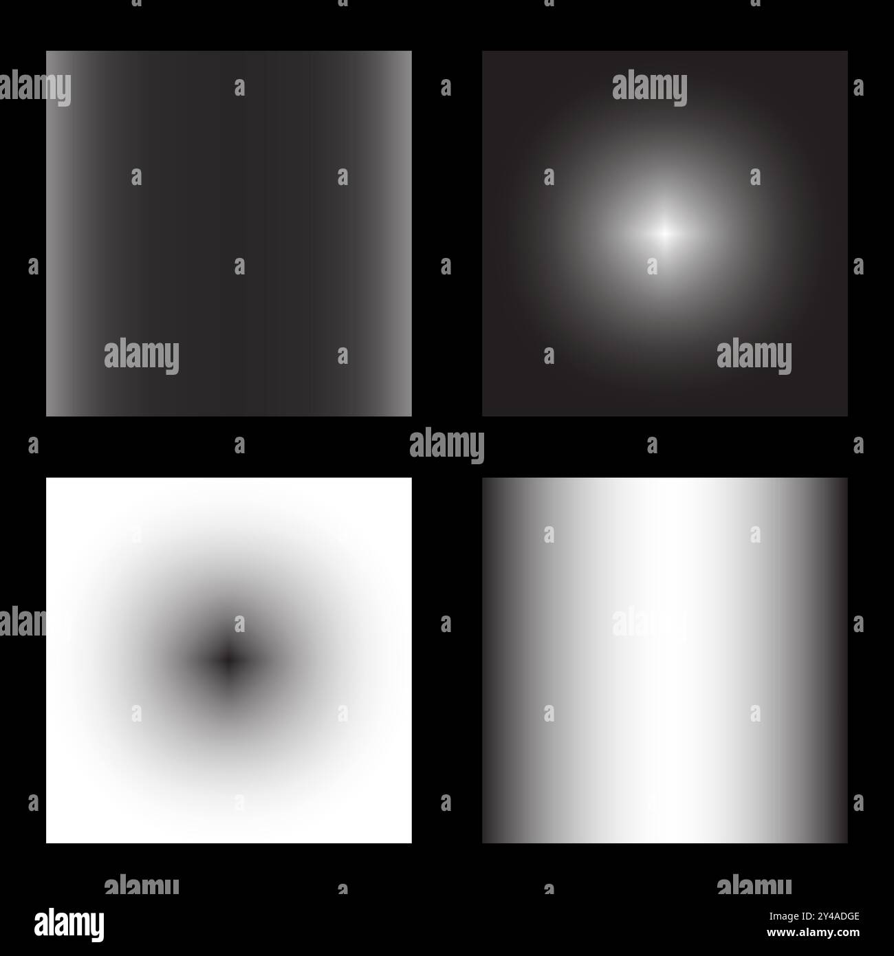 Set of grayscale gradients. Four black and white transitions. Geometric ...