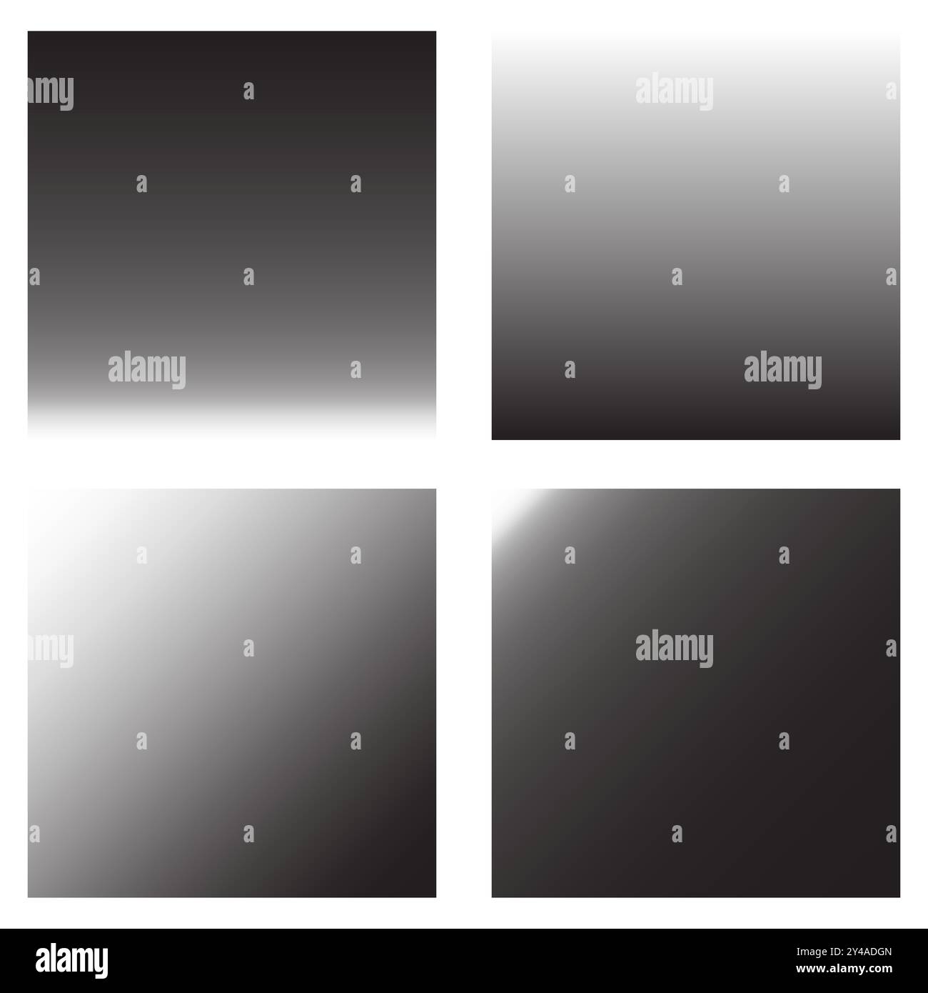 Black and white gradients. Smooth fading transitions. Four square ...