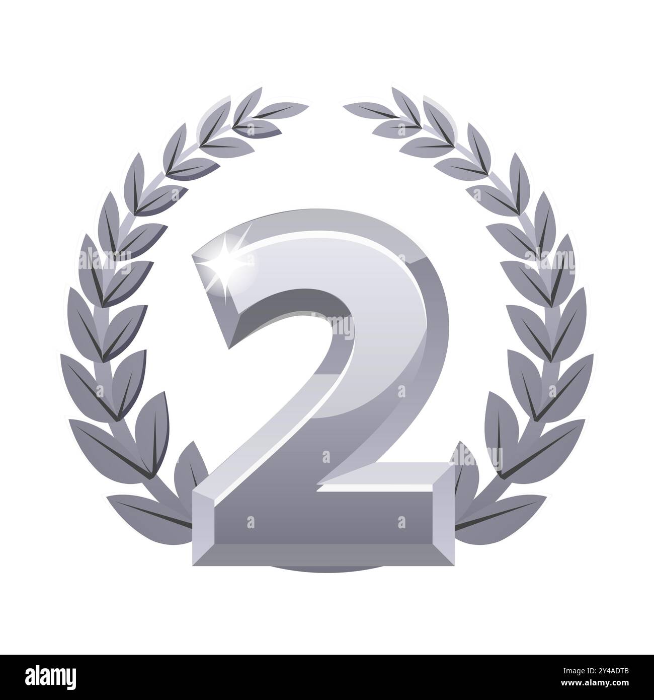 Silver Number two with laurel wreath. 2 st Stock Photo - Alamy