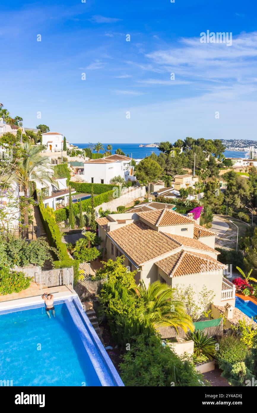 Swimming pool at a house on the hill in Javea, Spain Stock Photo - Alamy