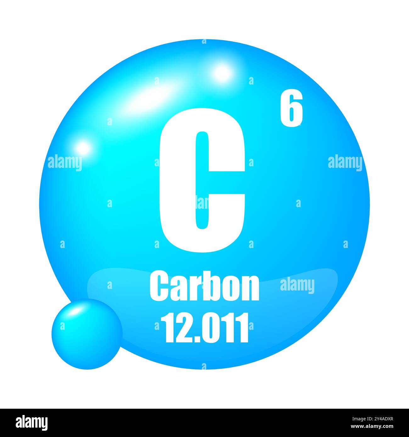 Carbon Element Icon Blue Glossy Symbol Atomic Number Six Periodic