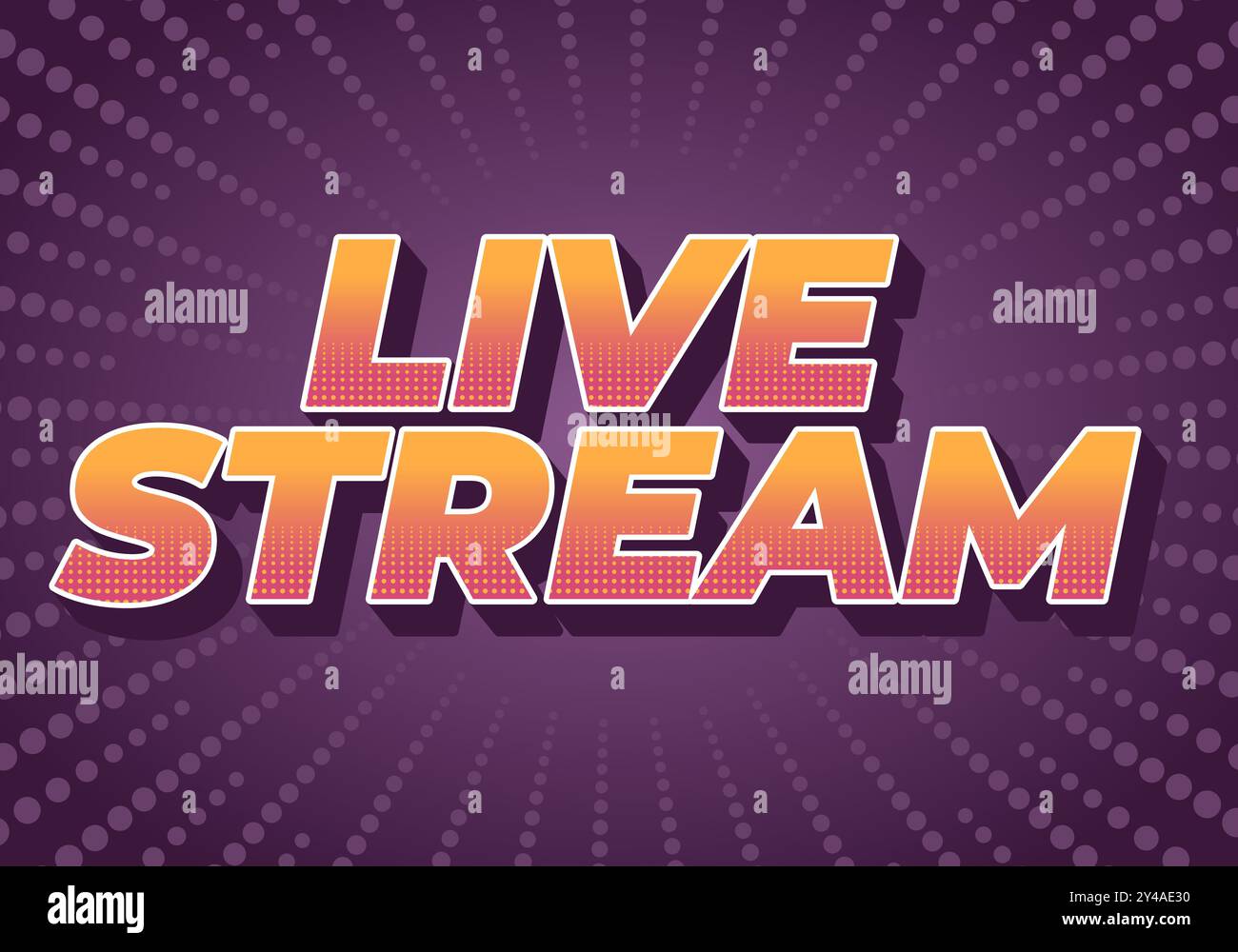 Live stream. Text effect design in 3D style with modern colors Stock ...
