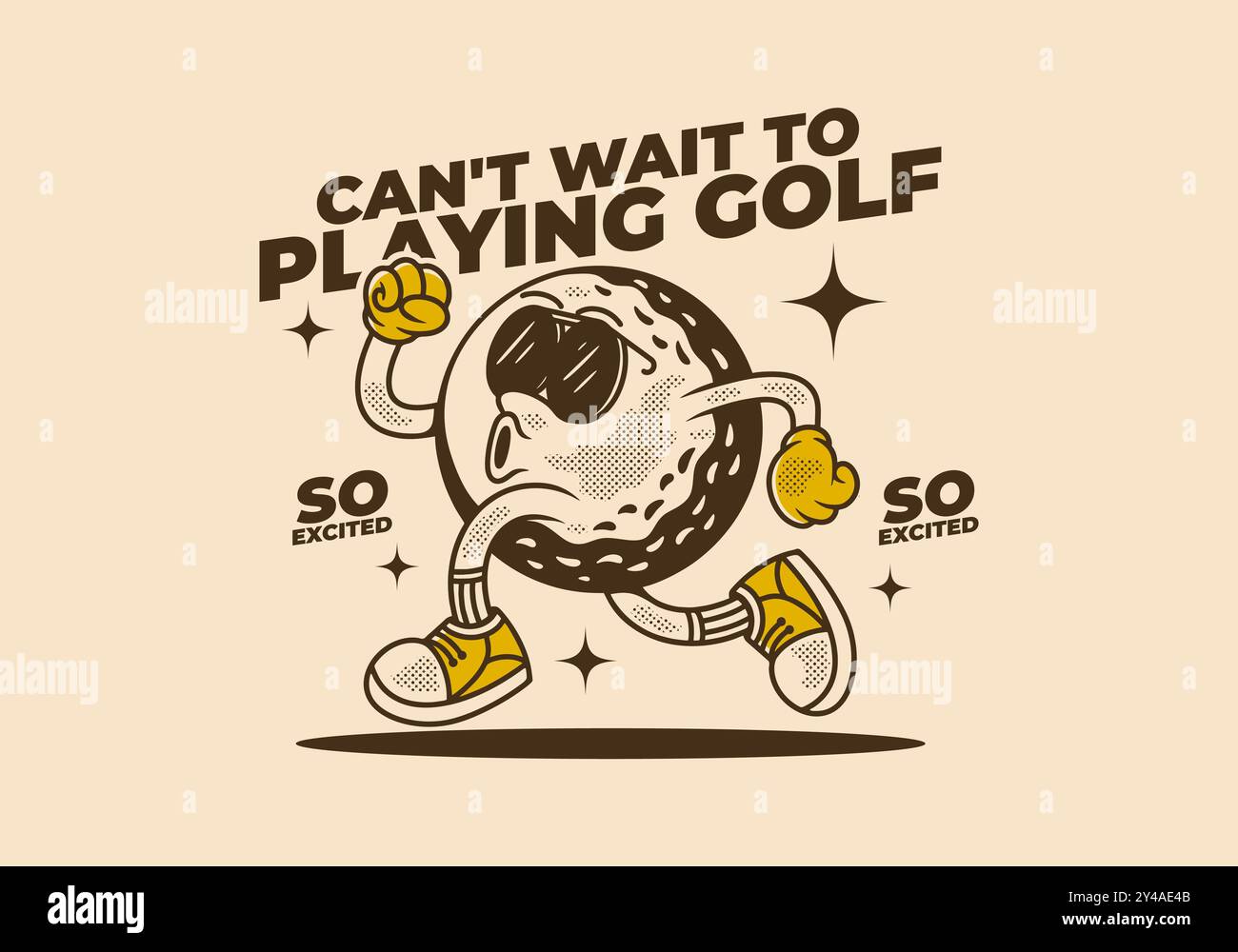 Cant't wait to playing golf. Retro character illustration of golf ball ...