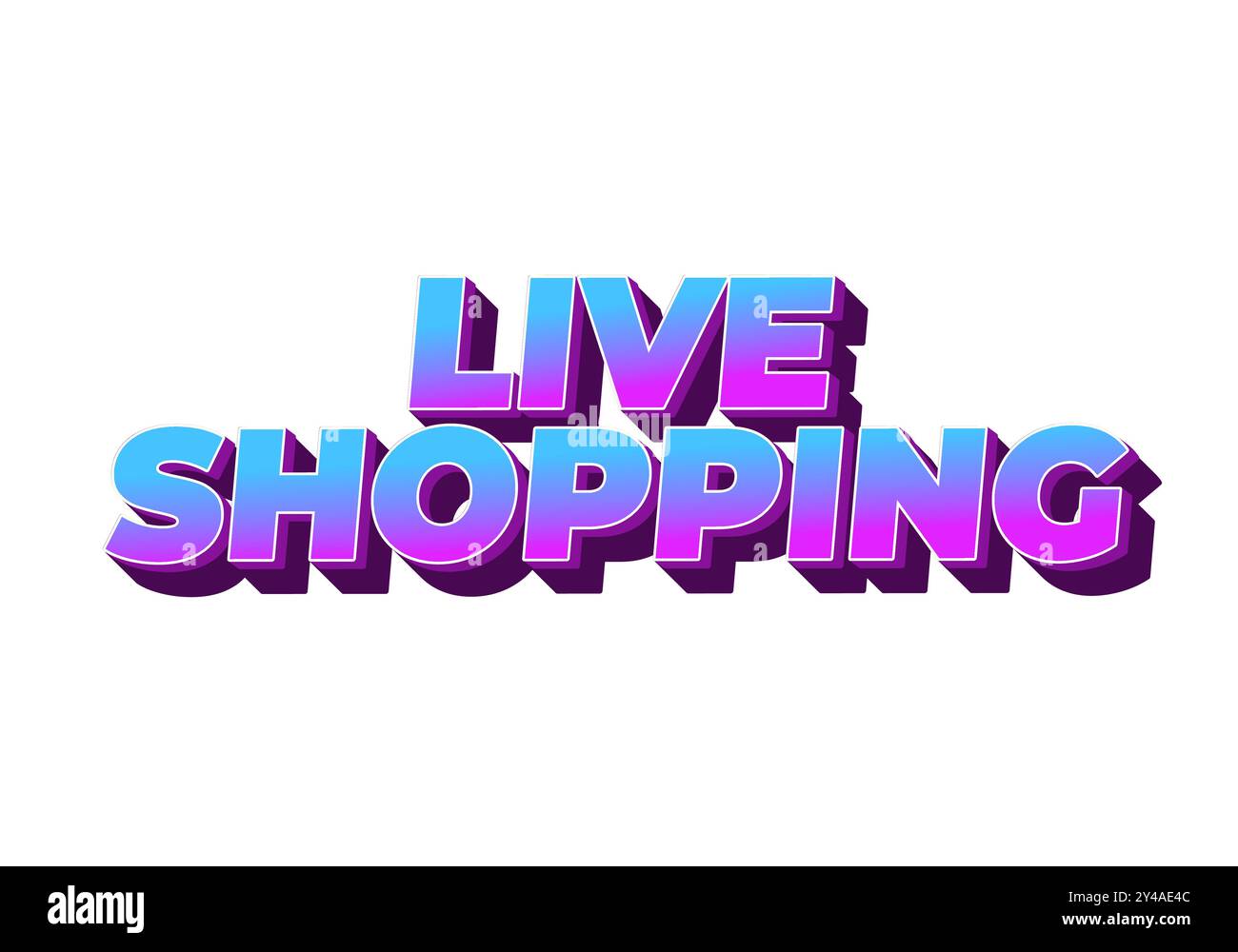 Live shopping. Text effect design in 3D style with eye catching colors ...